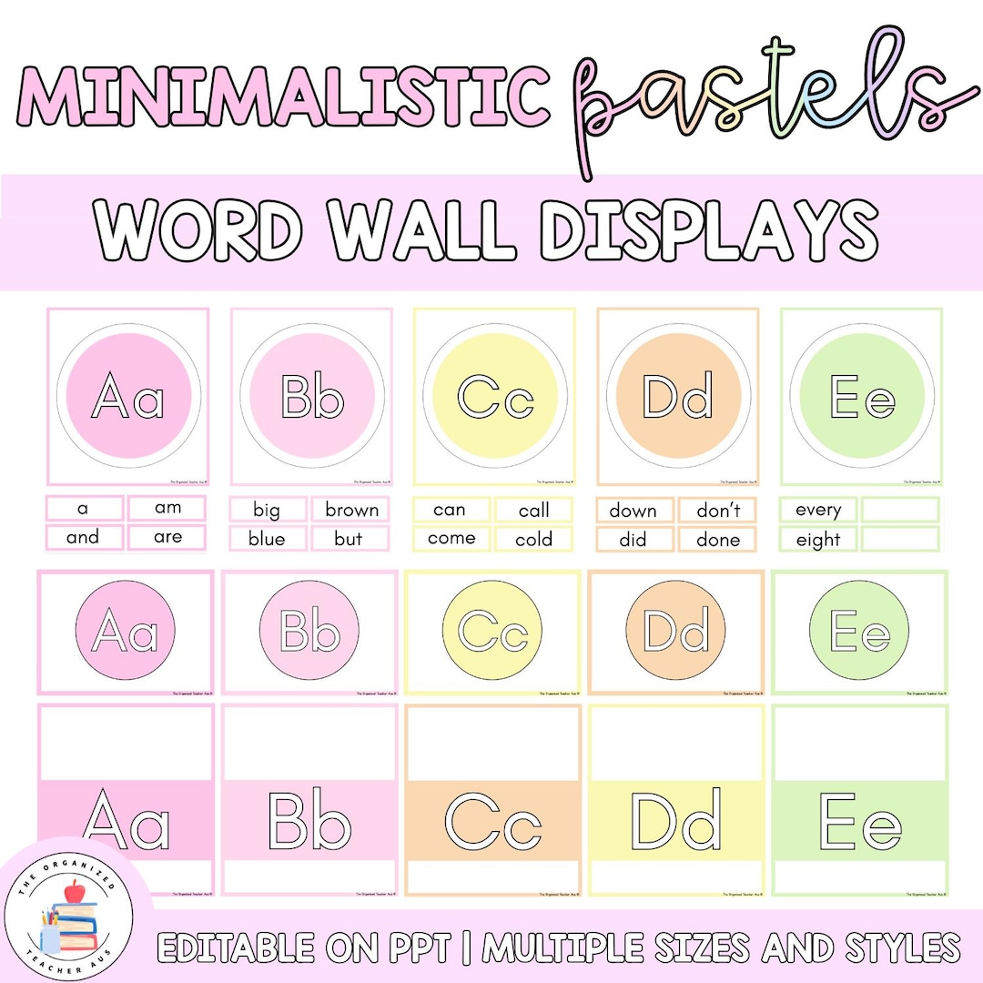 Minimalistic Pastels Editable Word Wall and Sight Word Cards | Literacy ...