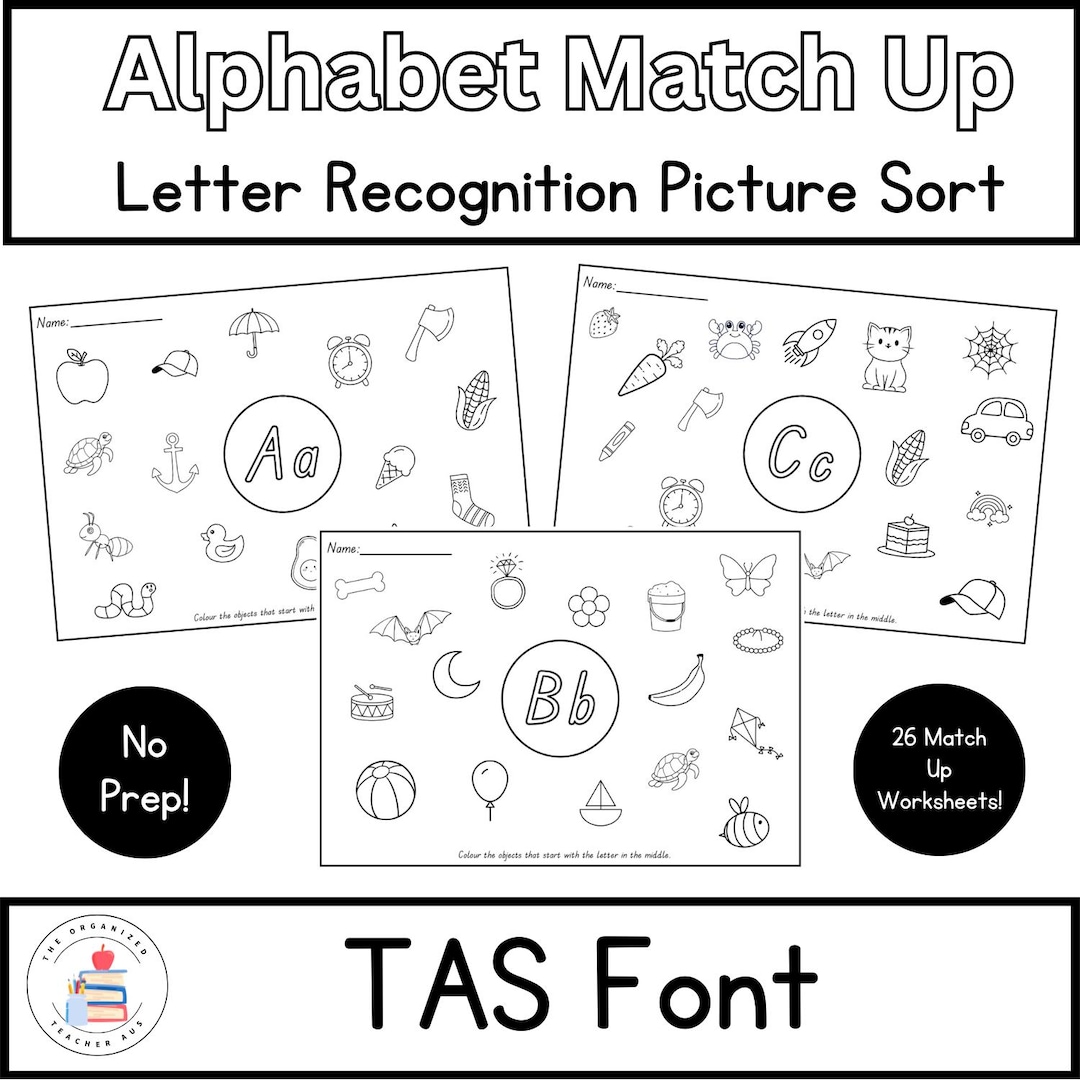 TAS Font | Alphabet Match up | Early Learning Letter Recognition ...