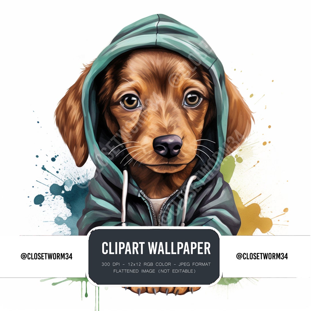 Watercolor Cute Dog Puppy in a PNG Commercial Use Clip Art, Dog Clipart ...