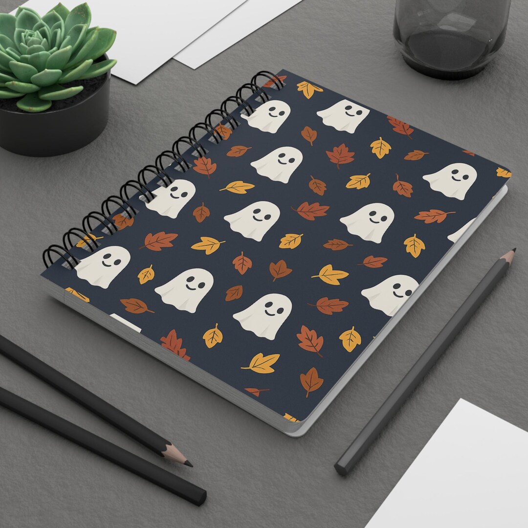 Cute Ghost Spiral Bound Notebook - Halloween Ghost Notebook, Back to ...