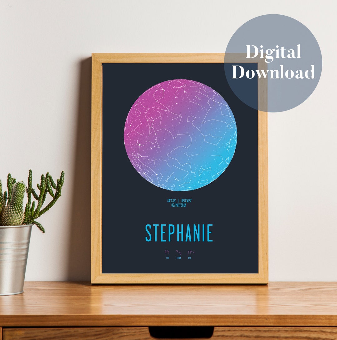 Personalized Star Map Digital Downloadable Printable Original Gift ...