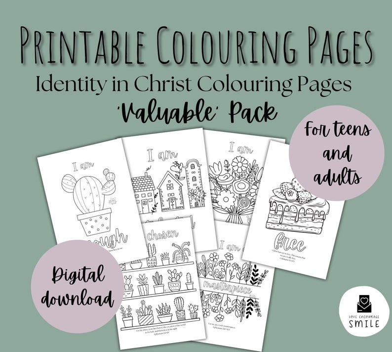 Identity in Christ Colouring Pages - Etsy