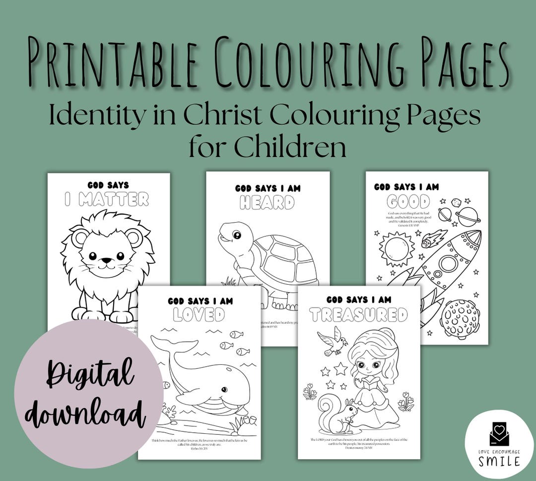 Kids Colouring Pages - Identity in Christ - Etsy