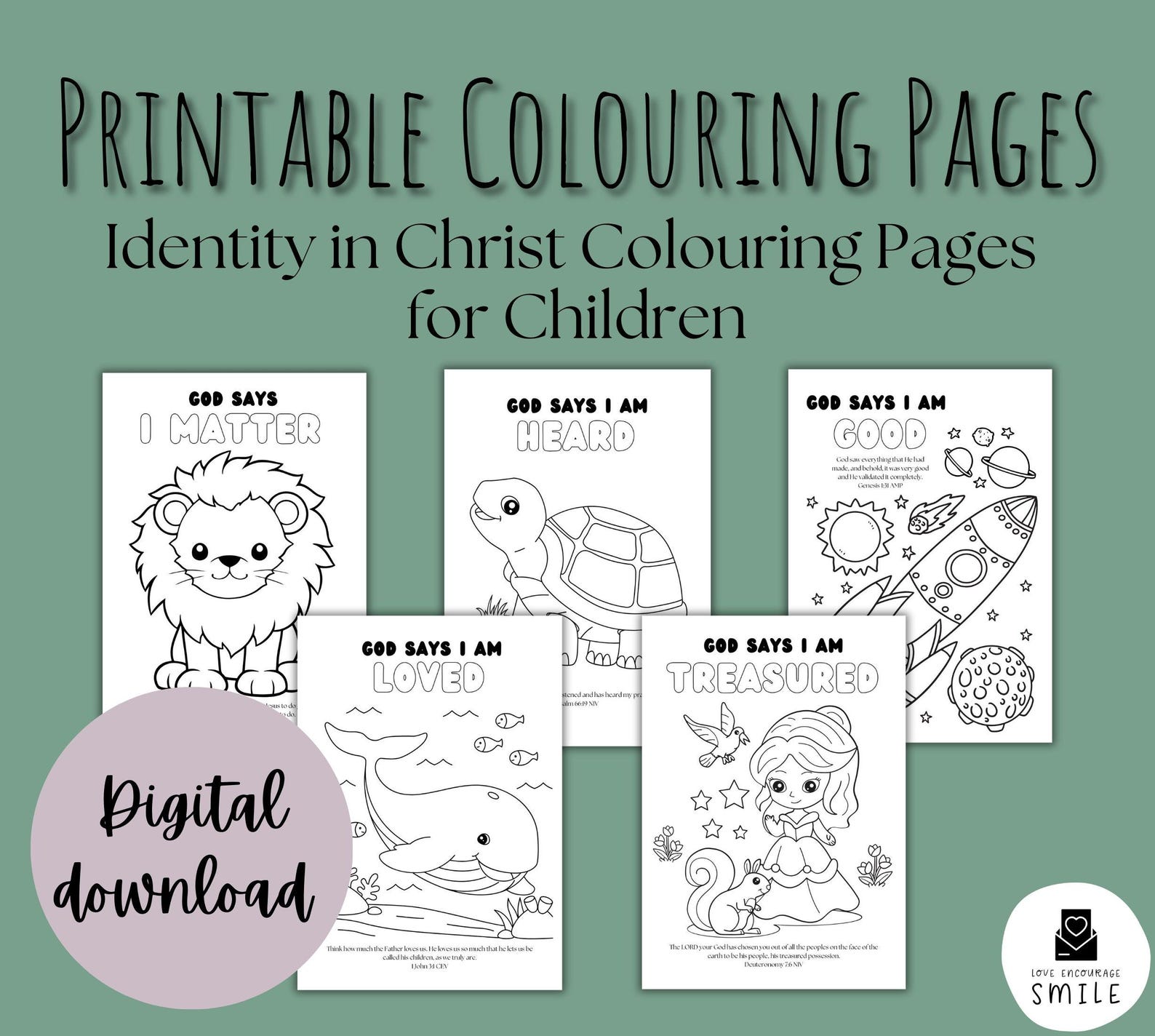 Kids Colouring Pages - Identity in Christ - Etsy