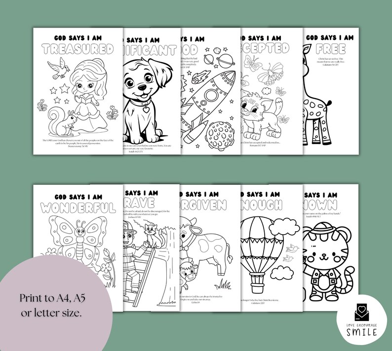 Kids Colouring Pages - Identity in Christ - Etsy