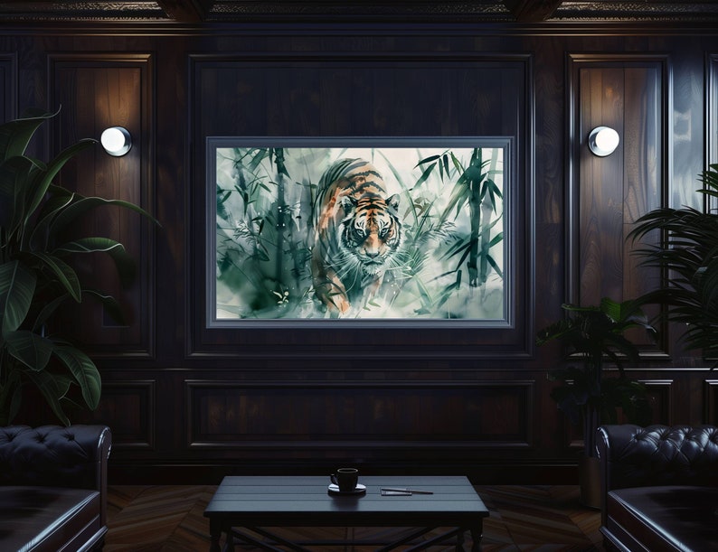 Tiger in A Jungle, Frame TV Art, Nature Painting, Art Print, Wall Art ...