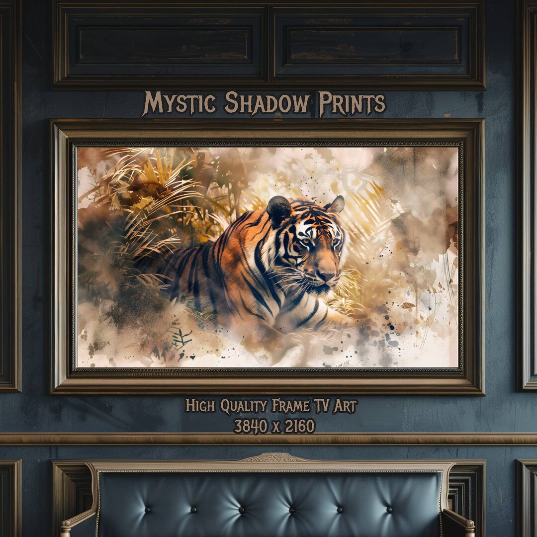Tiger in A Jungle, Frame TV Art, Nature Painting, Art Print, Wall Art ...
