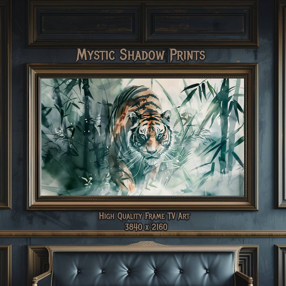 Tiger in A Jungle, Frame TV Art, Nature Painting, Art Print, Wall Art ...