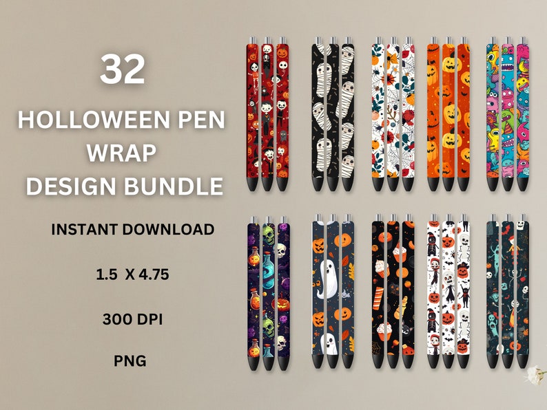 Holloween Pen Wrap Bundle, Spooky Pen Wrap Template, Ghost Pen Wrap ...