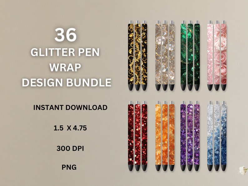 Glitter Pen Wraps Glitter Pen Wrap Bundle Glitter Pen Gift, Epoxy Pen ...