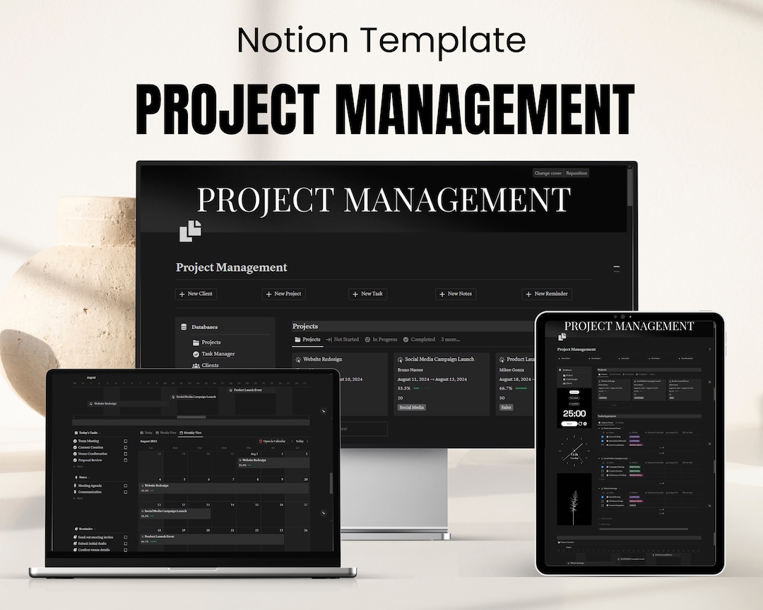 Project Management Notion Template, Project Planner Notion Templates ...