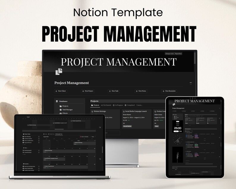 Project Management Notion Template, Project Planner Notion Templates ...