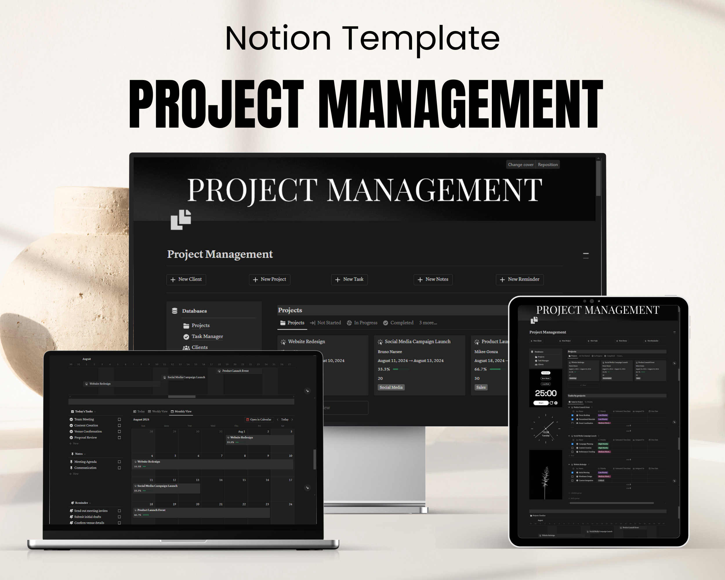 Project Management Notion Template, Project Planner Notion Templates ...