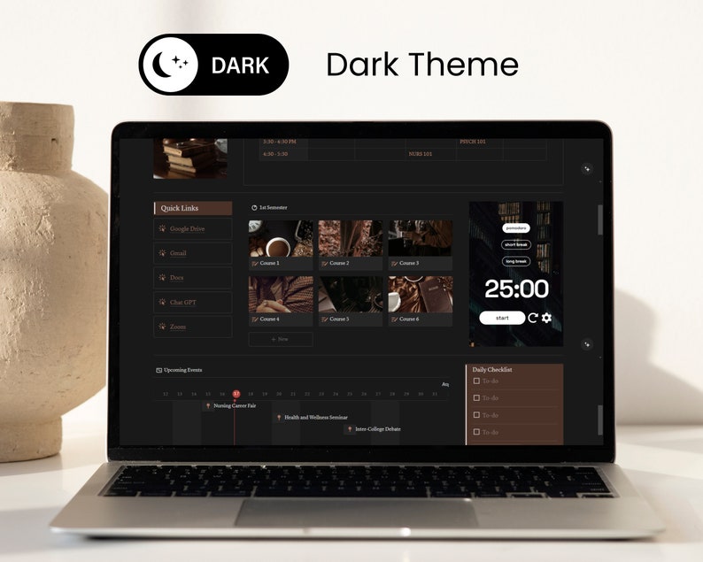 Dark Academia Notion Template Academic Planner Student Planner Notion ...