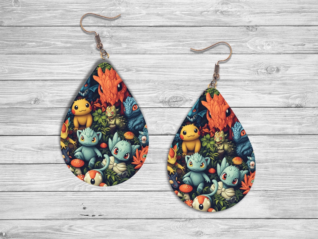 Pokemon Earrings Pokemon Teardrop Earrings Sublimation Design Template ...