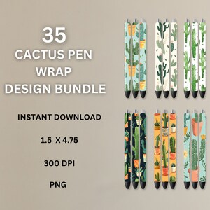 Cactus Pen Wraps Png, Sublimation Bundle, Cactus Png Sublimation ...