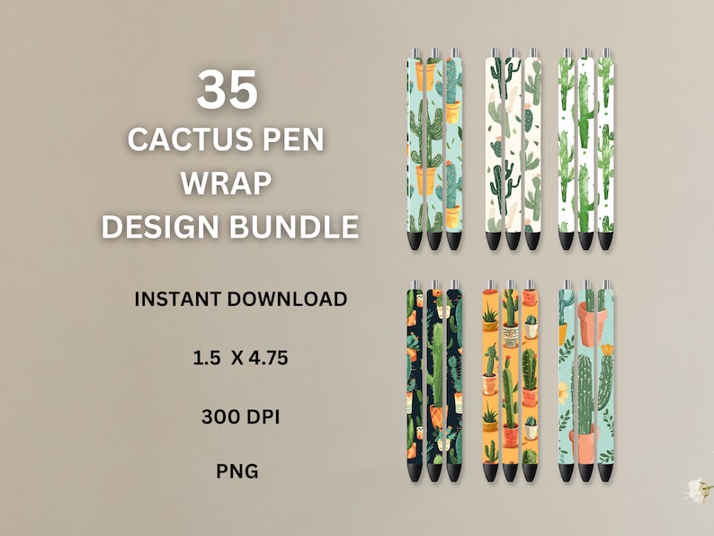 Cactus Pen Wraps Png, Sublimation Bundle, Cactus Png Sublimation ...