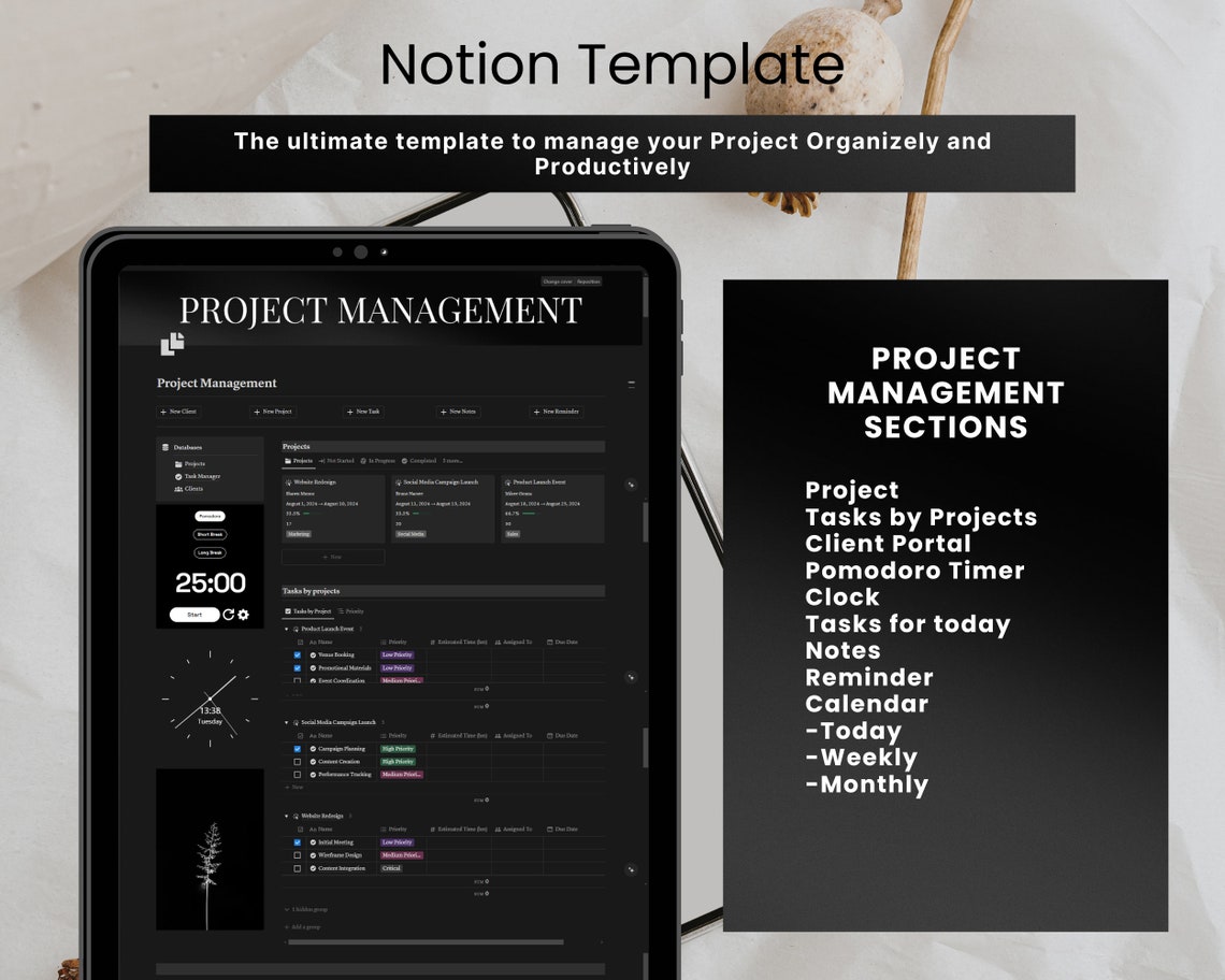 Project Management Notion Template, Project Planner Notion Templates ...
