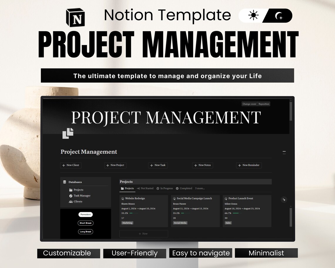 Project Management Notion Template, Project Planner Notion Templates ...