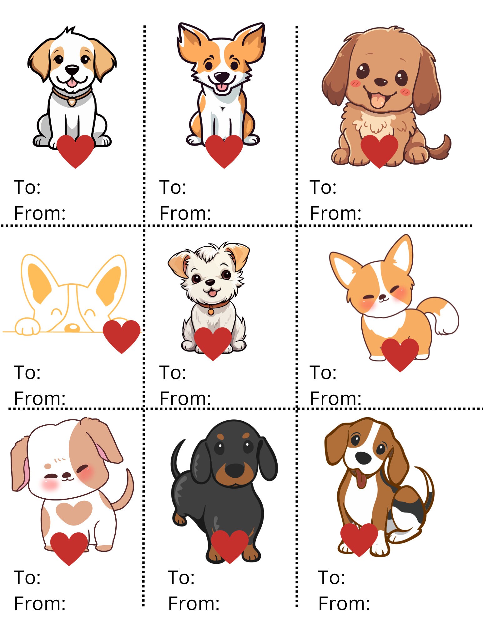 Class Puppy Valentine's Day Cards - Etsy