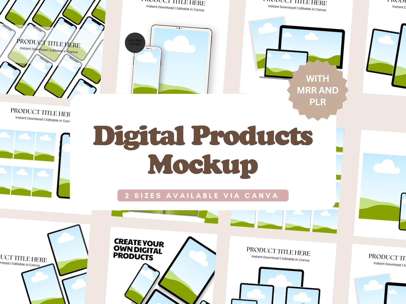 Digital Product Mockup Bundle Etsy Listing Images Mockup Template Canva ...