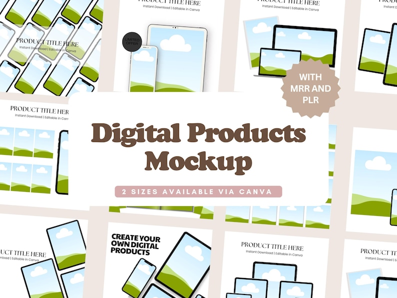 Digital Product Mockup Bundle Etsy Listing Images Mockup Template Canva ...