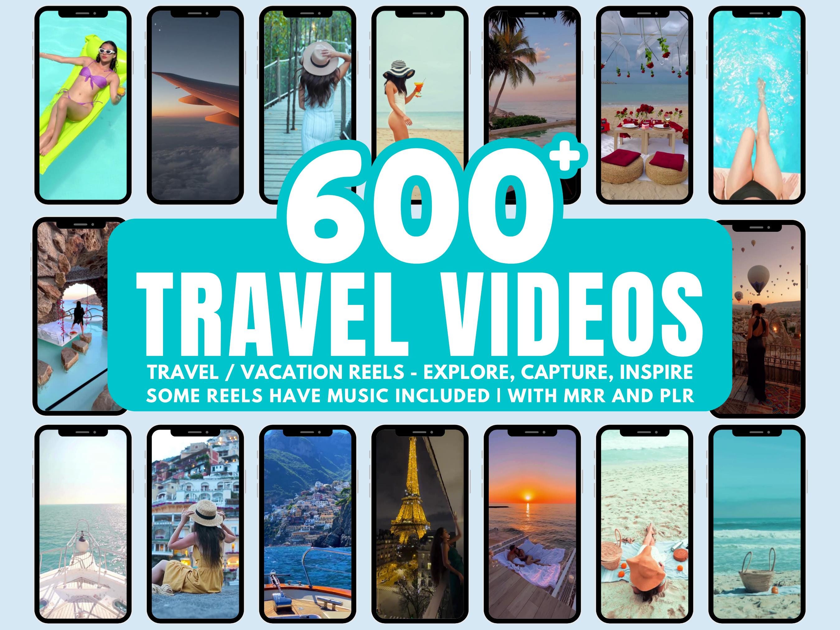 600+ Travel Reels Aesthetic Faceless Travel Videos PLR MRR Faceless ...