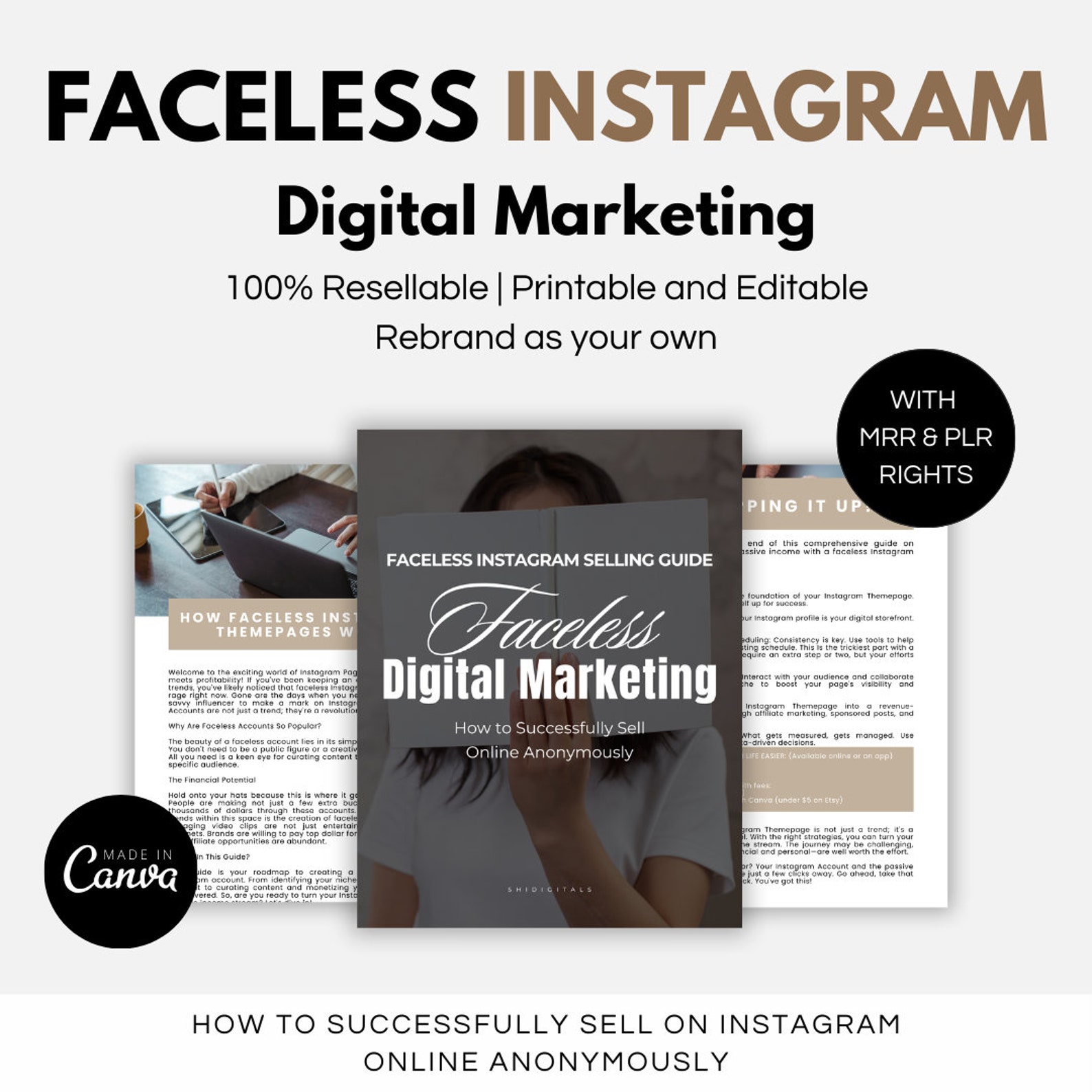 Faceless Instagram Ebook Digital Marketing Plr Faceless Marketing Guide ...