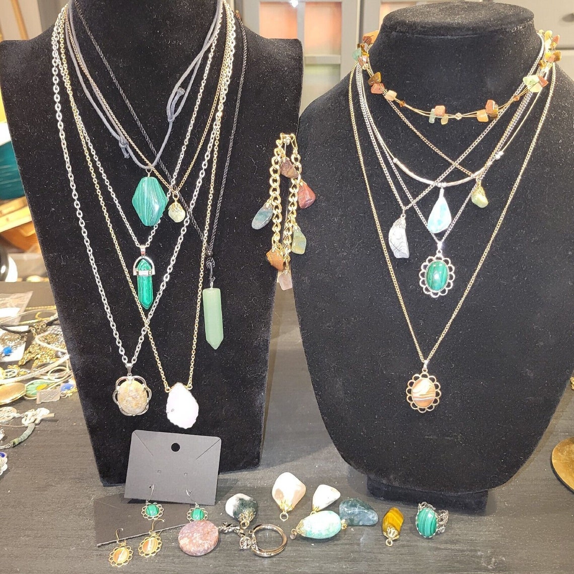 Stone Jewelry Lot 23 Pcs, Necklaces, Bracelet, Earrings, Pendants ...