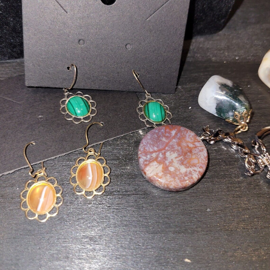 Stone Jewelry Lot 23 Pcs, Necklaces, Bracelet, Earrings, Pendants ...