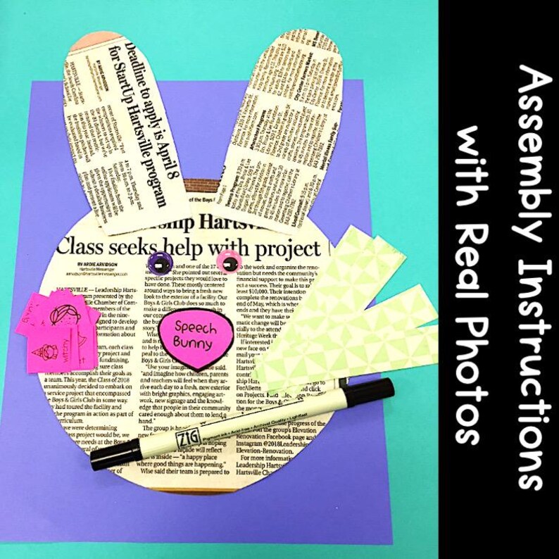 Easter Bunny Speech Therapy Craft With Articulation Language Upper Elementary Earth Day Spring ...