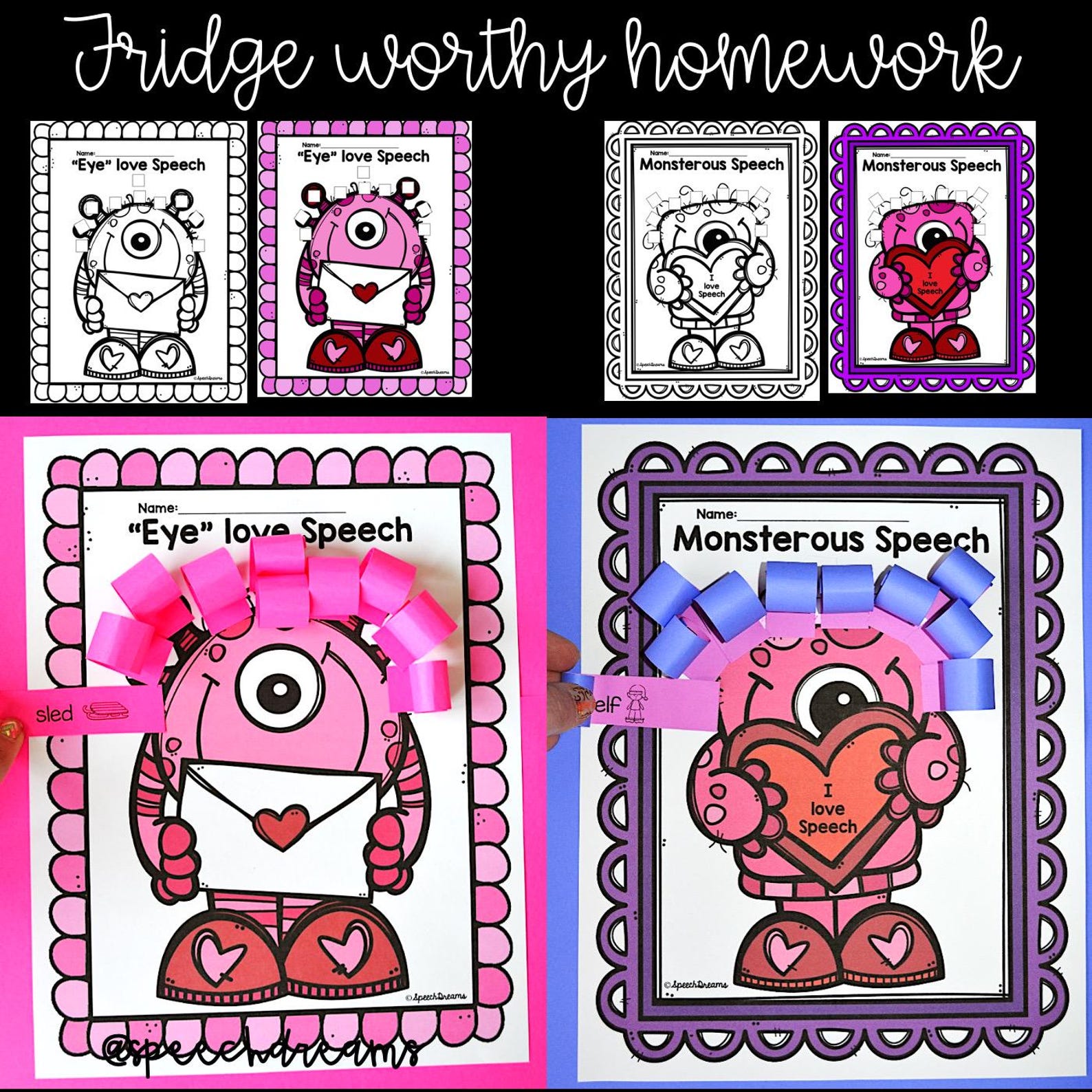 Valentines Day Speech Therapy Craft: Articulation and Language Goal ...