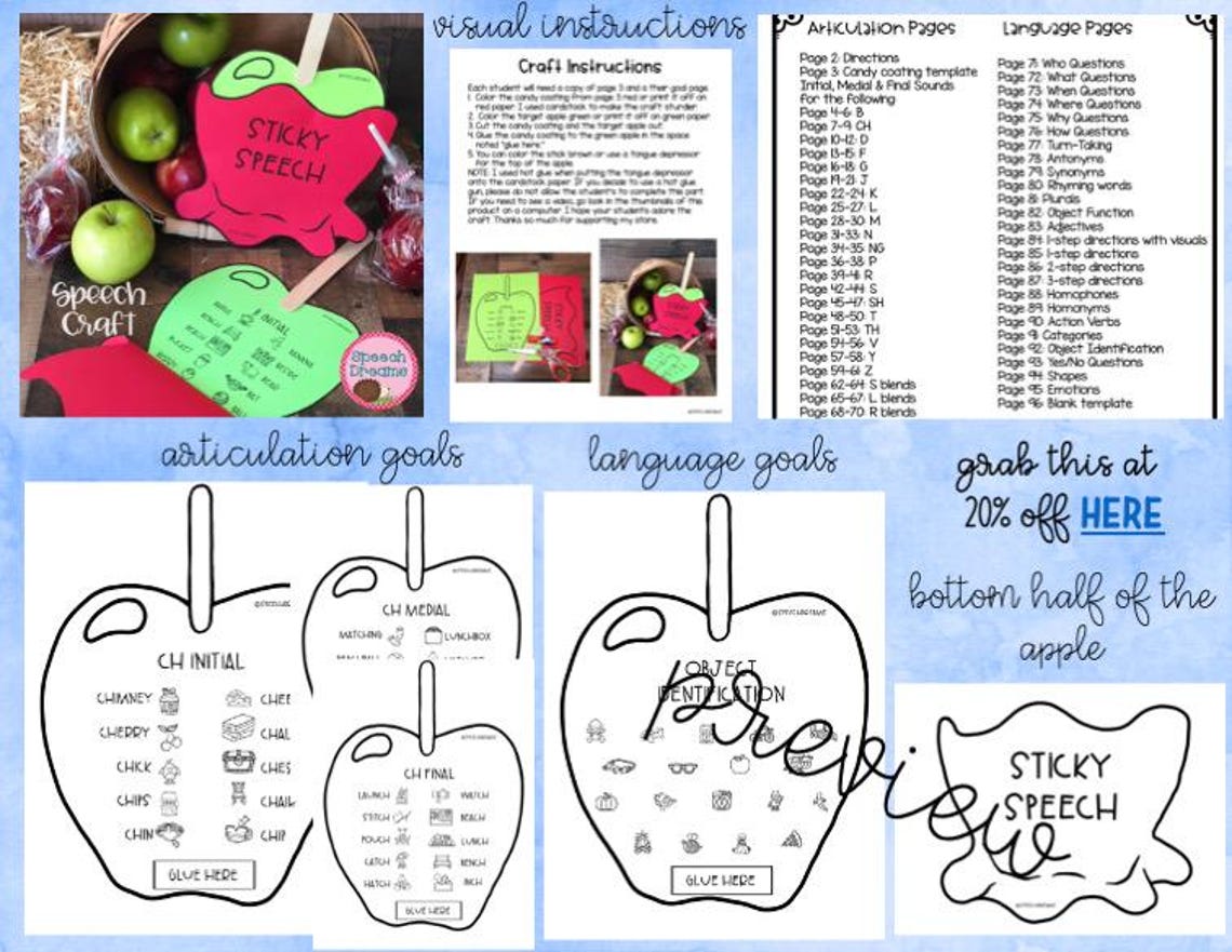 Fall Candy Apple Speech Therapy Craft Language Articulation Back to ...