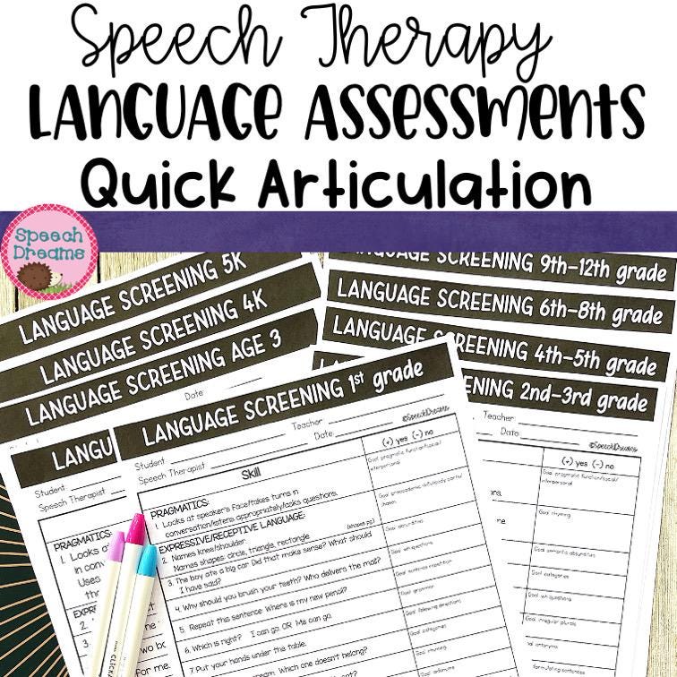 Quick Articulation Screener and Speech Language Screenings: Ages 2 ...