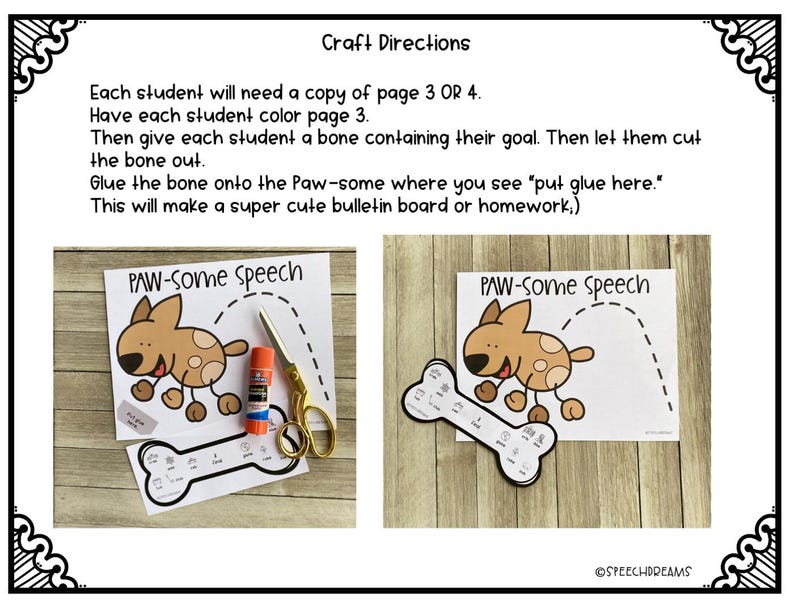 Dog and Bone Speech Therapy Craft Early Preschool Intervention Game ...