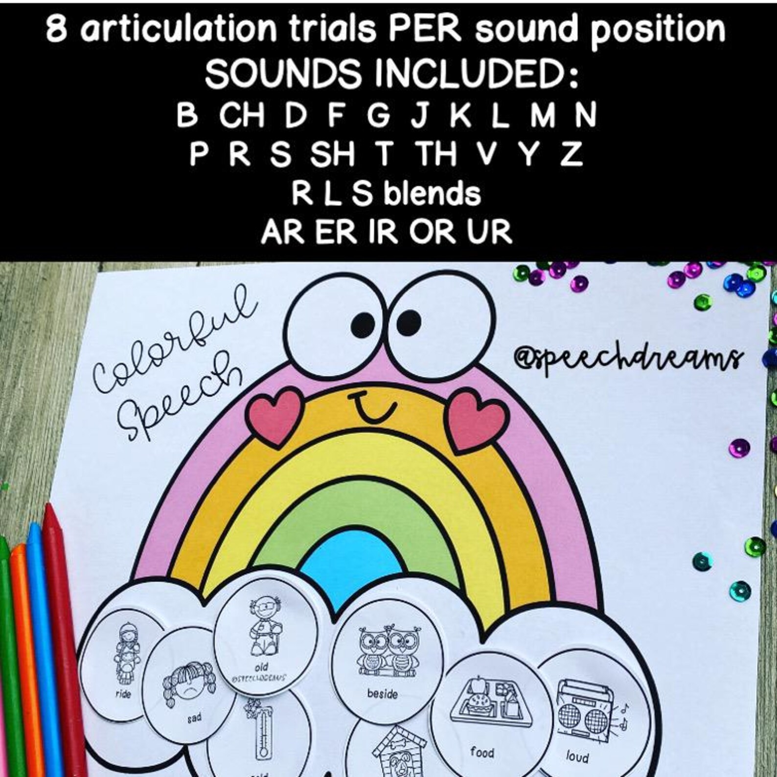 Speech Therapy Articulation and Language Activity: Rainbow Spring Nouns ...