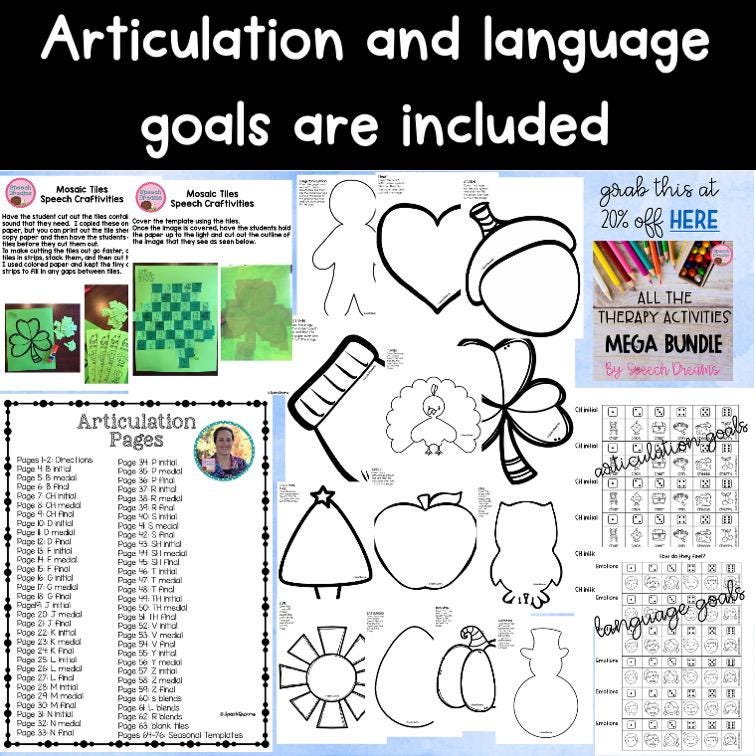 Seasonal and Holiday Speech Therapy Craft Activities | Articulation ...