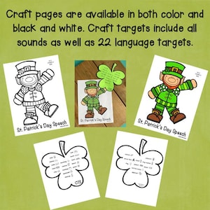 St. Patrick's Day Speech Therapy Craft Articulation Language: Holiday ...