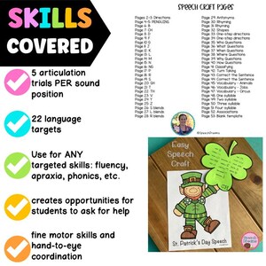 St. Patrick's Day Speech Therapy Craft Articulation Language: Holiday ...