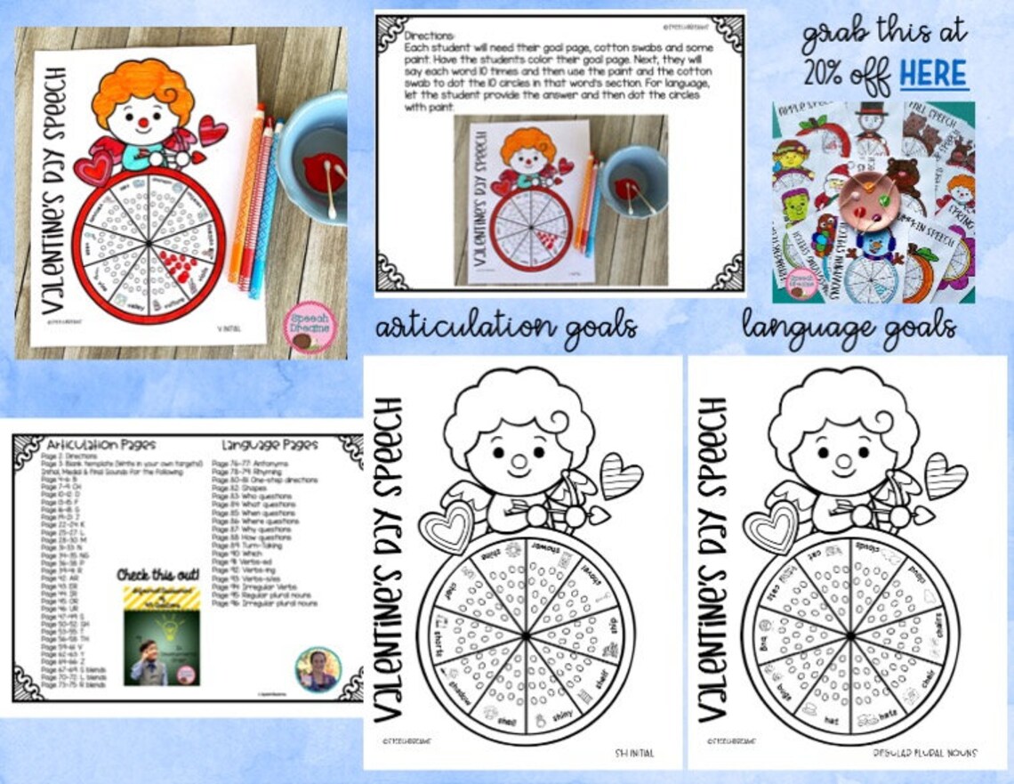 Valentines Day Speech Therapy 100 Trials: NG Y and Verbs - Etsy