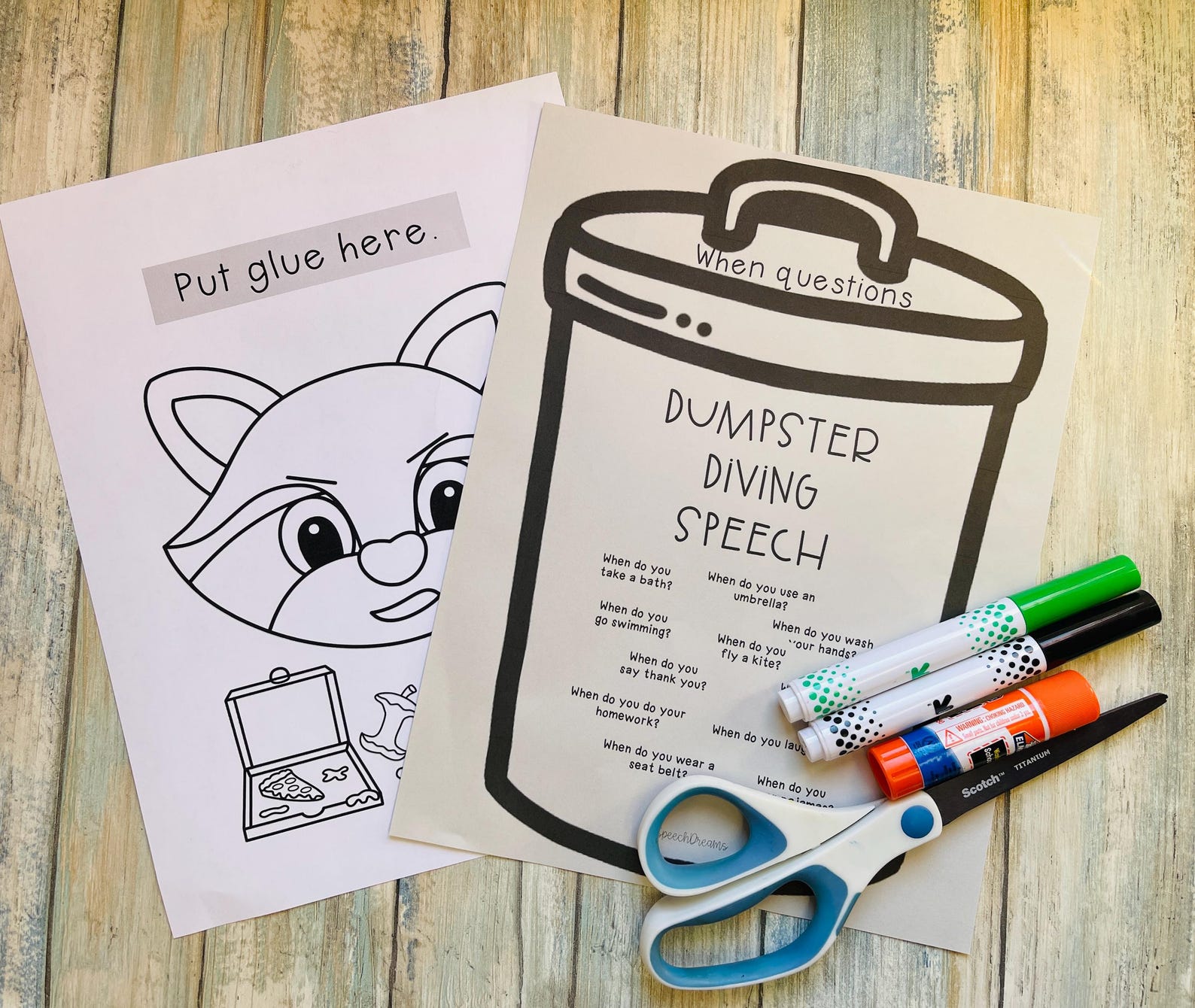 Raccoon Speech Therapy Game Companion Activity Dumpster Diver Early ...