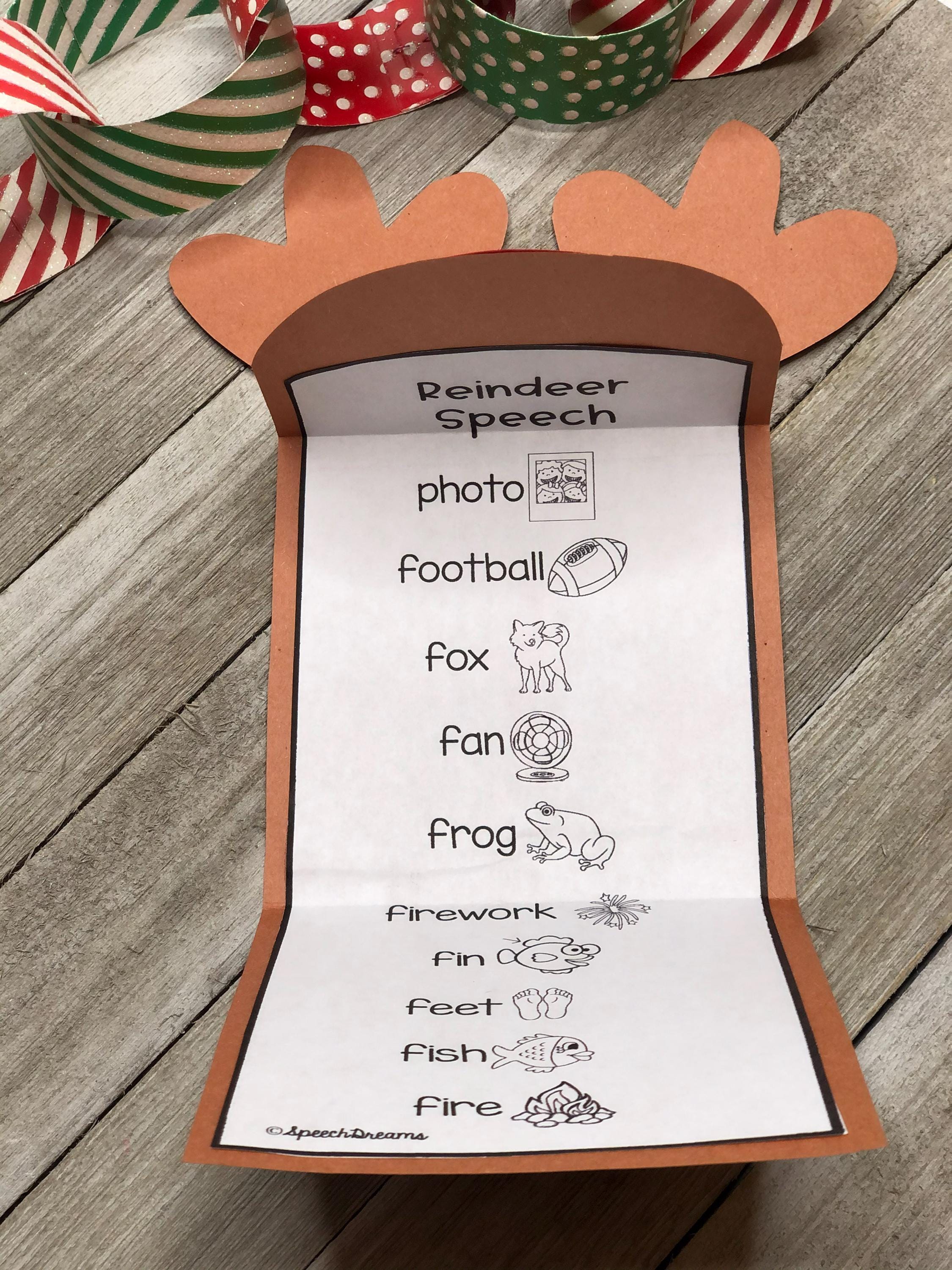 Reindeer Speech Therapy Christmas Craft for Articulation and Language ...