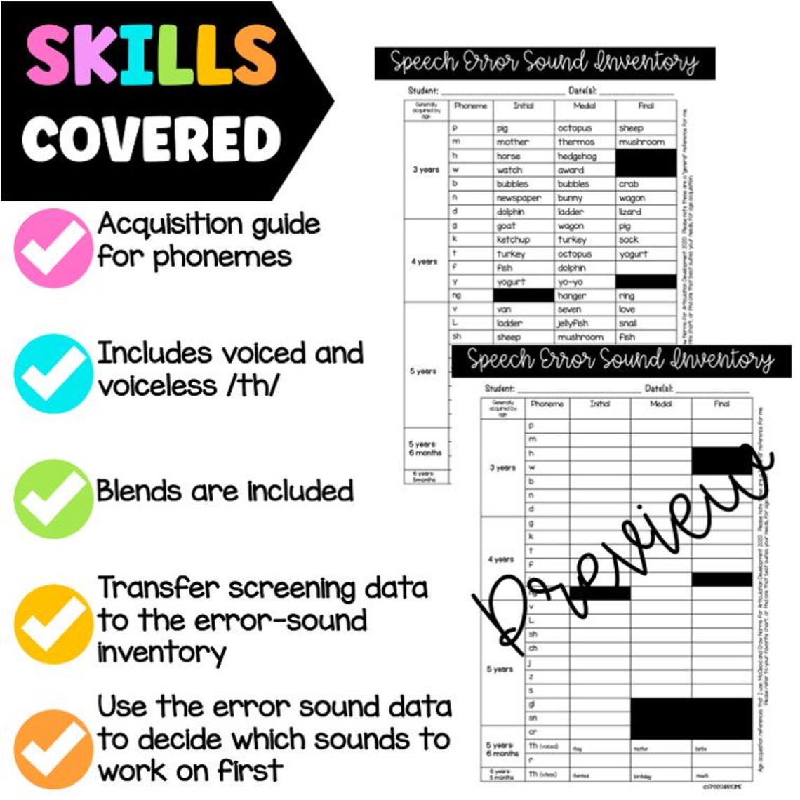 Articulation Assessment for Speech Therapy: Screening Checklist - Etsy