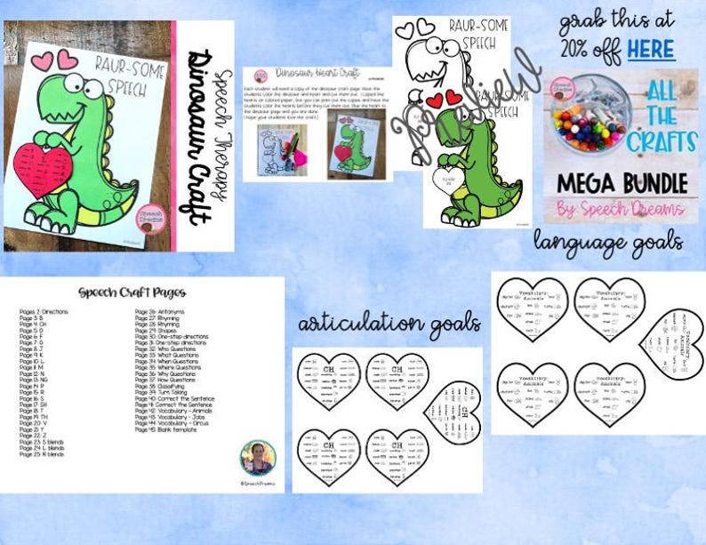 Valentines Day Speech Language Therapy Activity | Dinosaur: Early ...