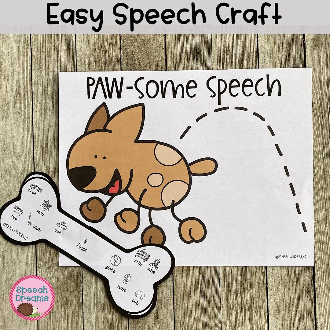 Dog and Bone Speech Therapy Craft Early Preschool Intervention Game ...