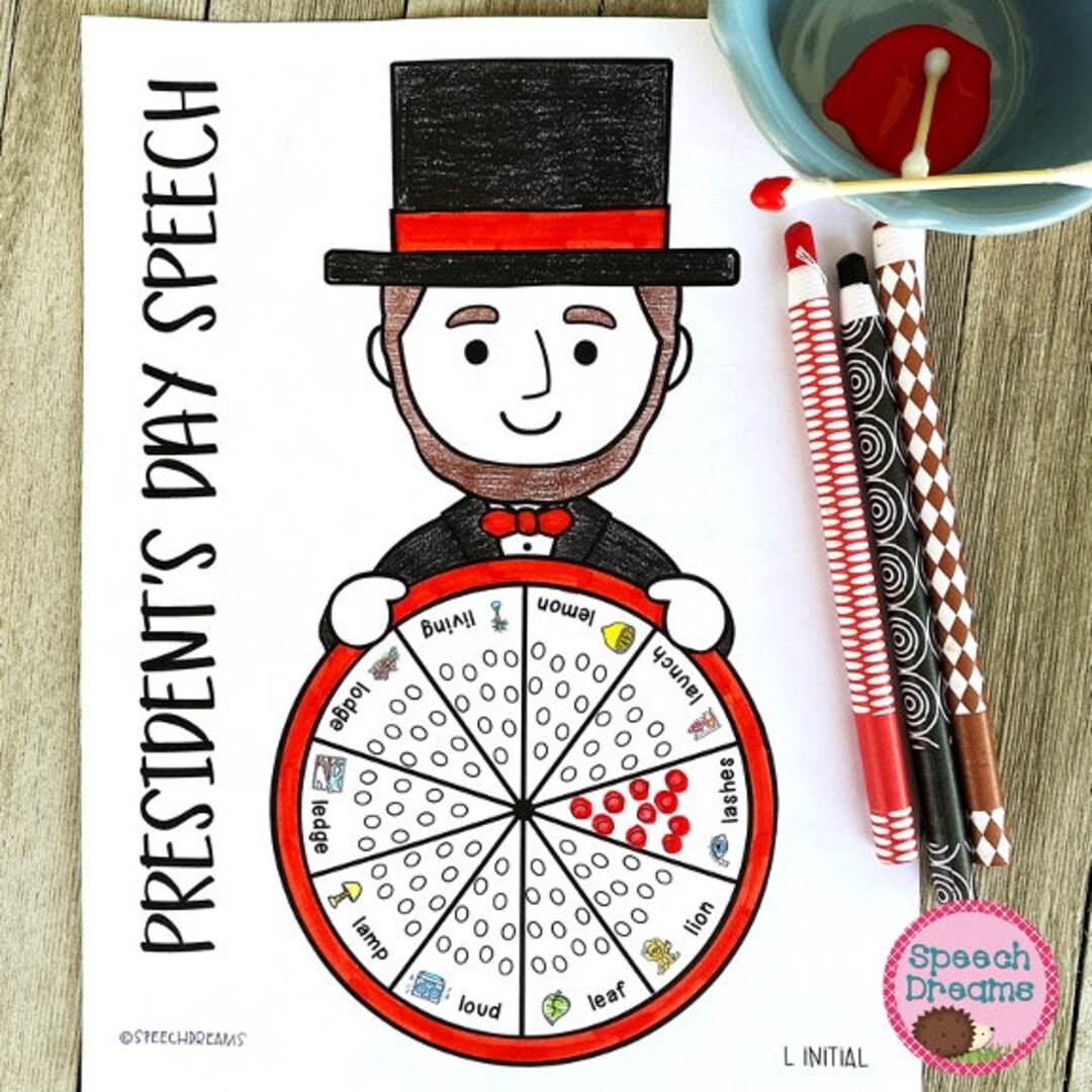 Presidents Day Speech Therapy Paint Activity 100 Trials: Later ...