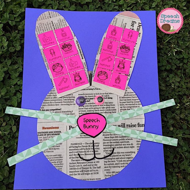 Easter Bunny Speech Therapy Craft With Articulation Language Upper ...
