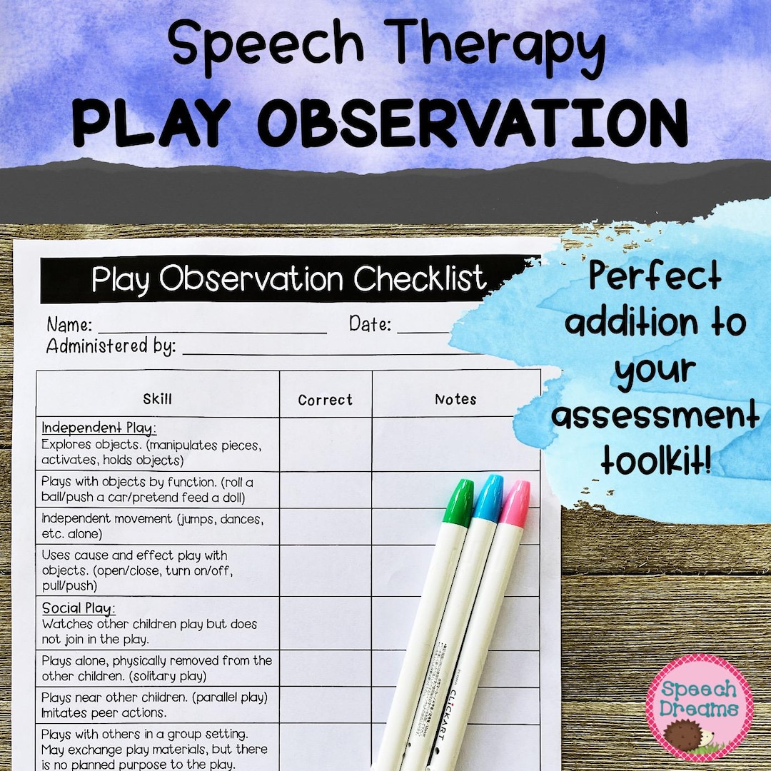 Speech Therapy Observation Checklist: English & Spanish Assessment for ...