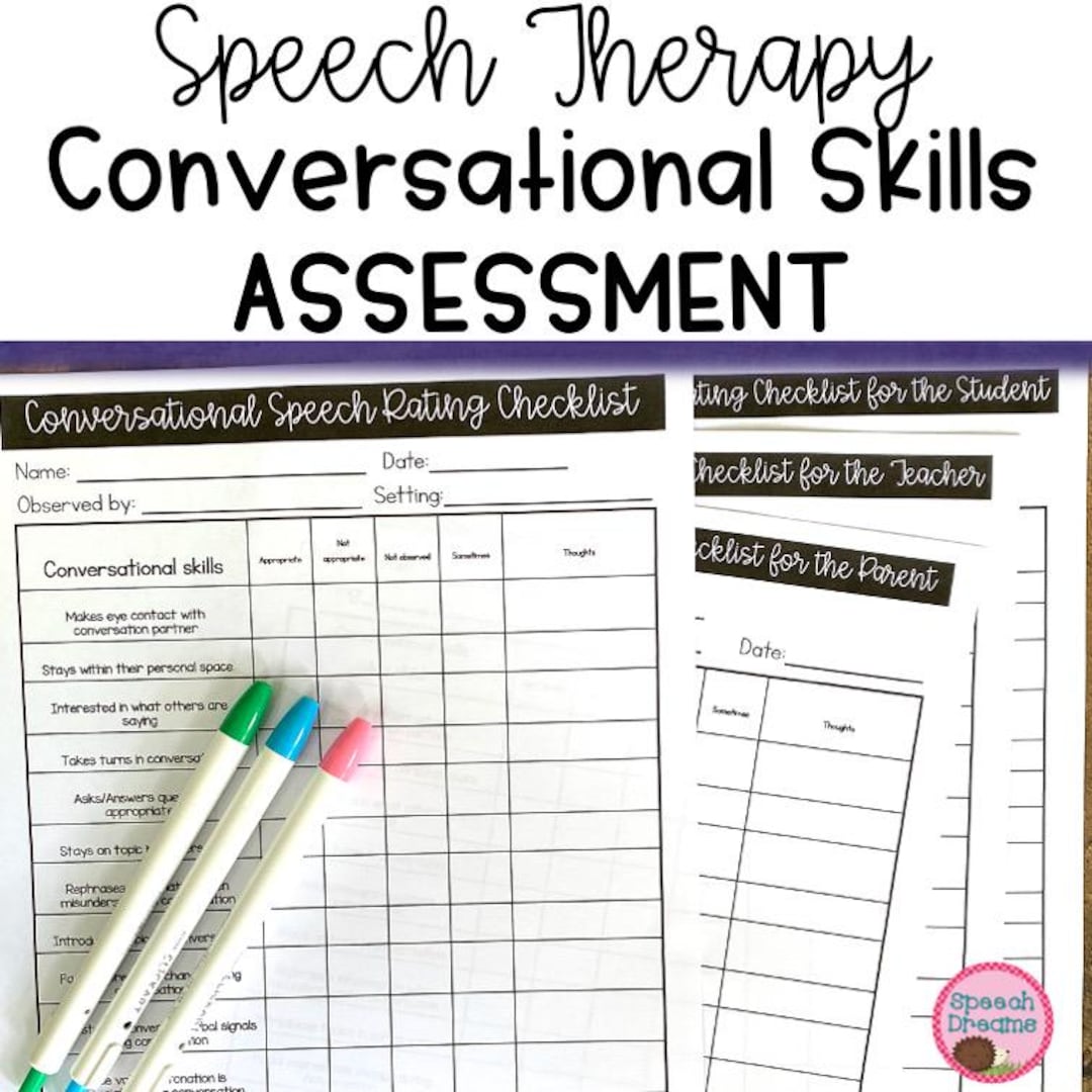 Conversational Skills Checklists Speech Therapy Observations Progress ...