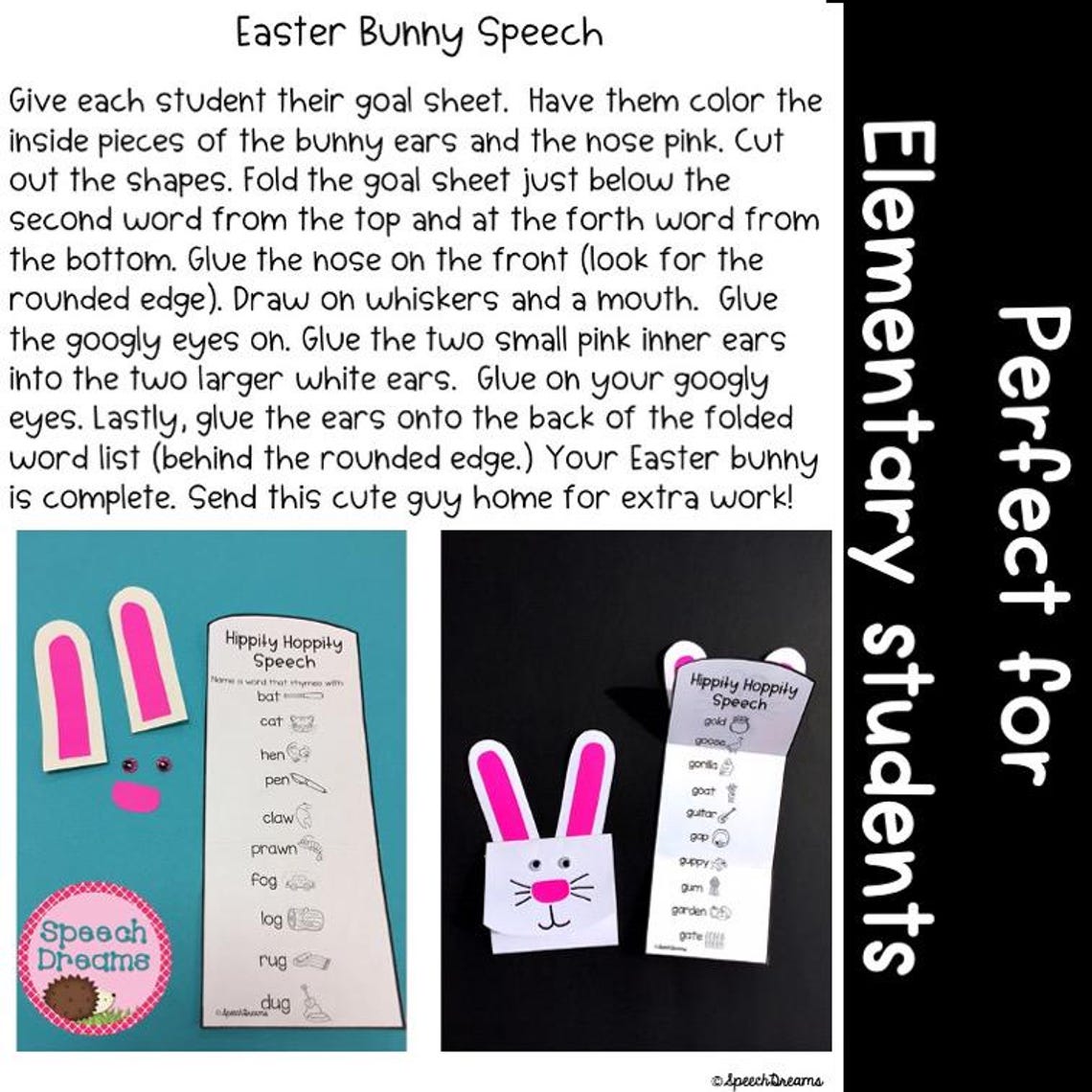 Easter Bunny Speech Therapy Craft: Articulation & Language Goals - Etsy